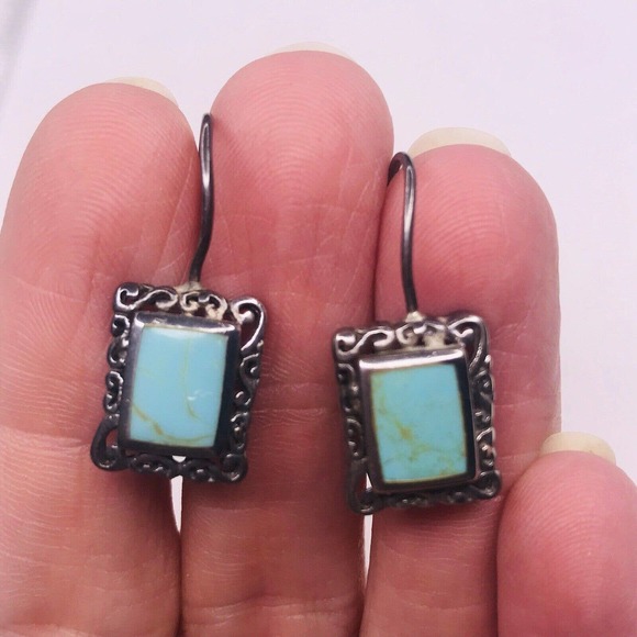 Fas | Jewelry | Turquoise Drop Earrings Hook Sterling Silver Fas 925 ...